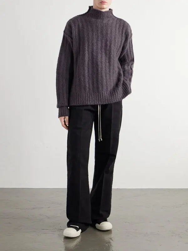 Rick Owens Ribbed Cashmere And Silk-blend Rollneck Sweater - Purple