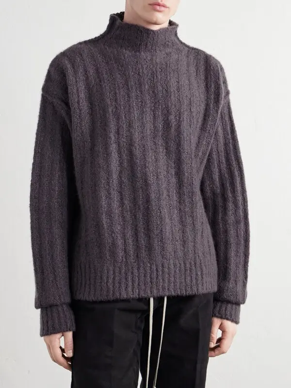 Rick Owens Ribbed Cashmere And Silk-blend Rollneck Sweater - Purple