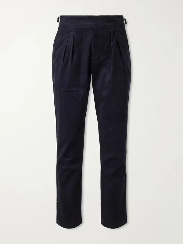 Mr P. Tapered-leg Cotton-corduroy Trousers - Blue