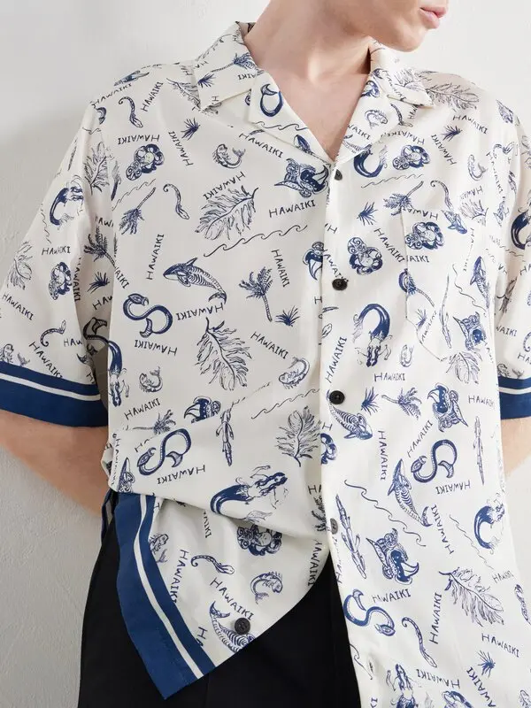 MANAAKI Hawaiki Camp-collar Printed Lyocell-twill Shirt