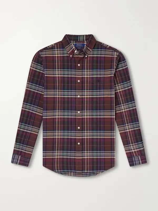 Polo Ralph Lauren Button-down Collar Logo-embroidered Checked Cotton Oxford Shirt - Red