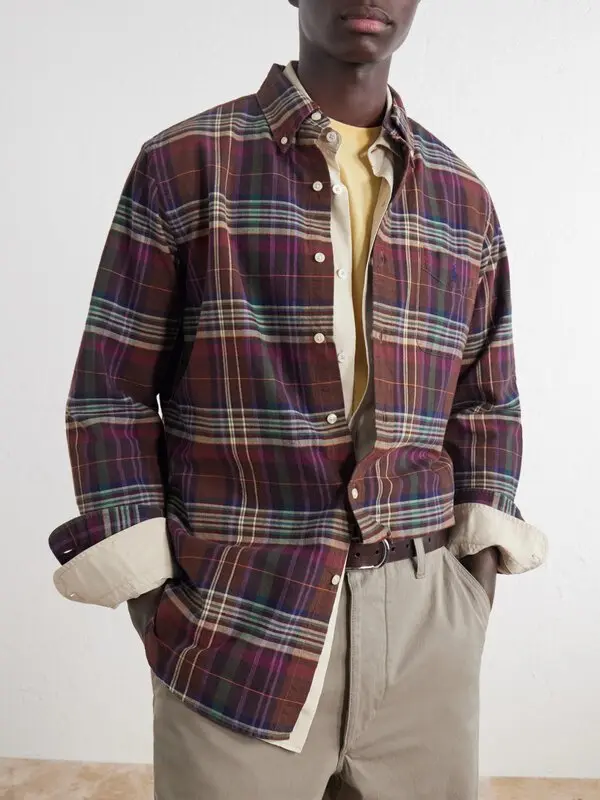 Polo Ralph Lauren Button-down Collar Logo-embroidered Checked Cotton Oxford Shirt - Red