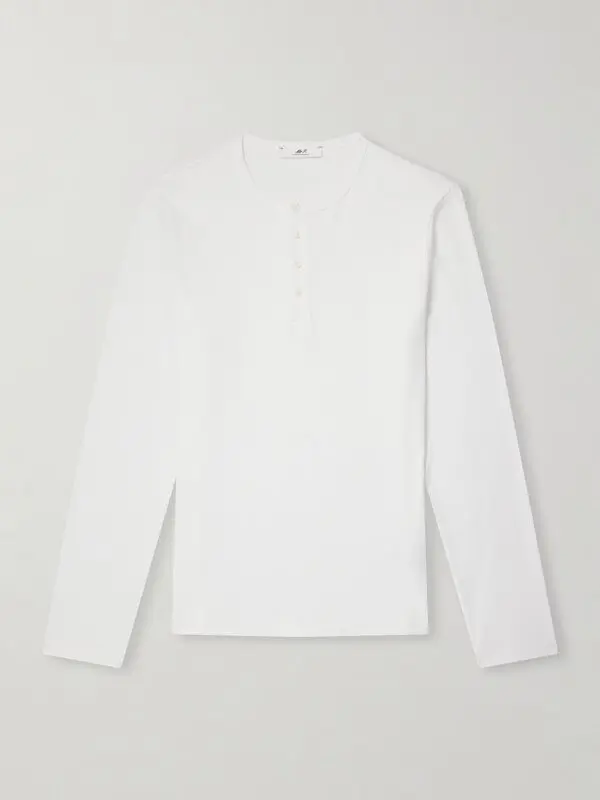 Mr P. Ribbed Organic Cotton Henley T-shirt