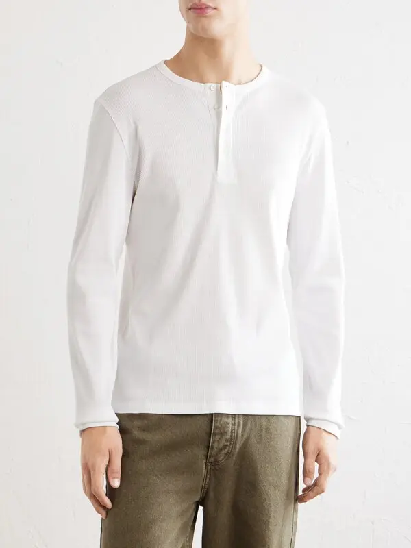 Mr P. Ribbed Organic Cotton Henley T-shirt