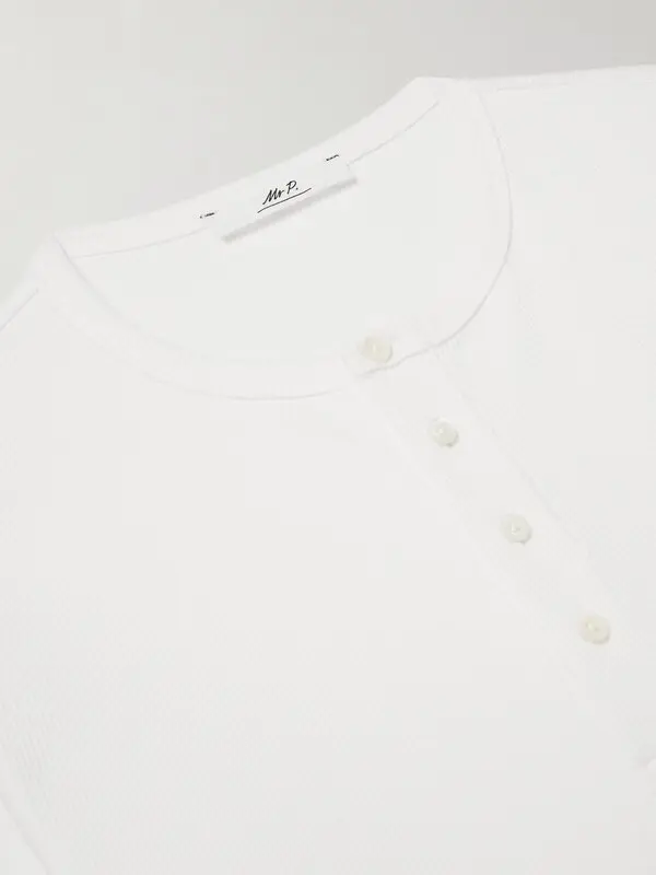 Mr P. Ribbed Organic Cotton Henley T-shirt