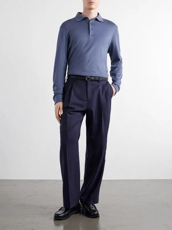 Mr P. Wide-leg Pleated Wool Suit Trousers