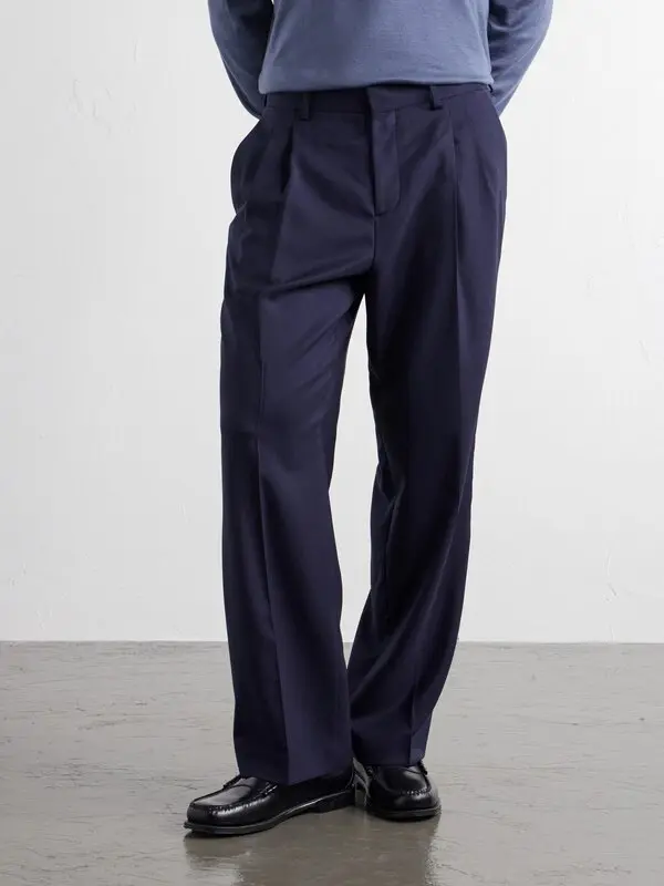 Mr P. Wide-leg Pleated Wool Suit Trousers