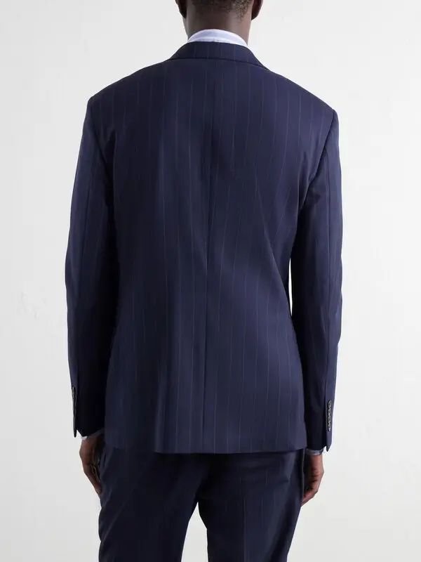 Polo Ralph Lauren Double-breasted Striped Wool-blend Suit Jacket