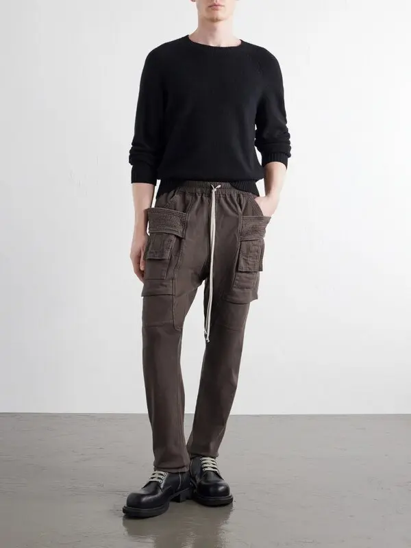 Rick Owens Creatch Tapered Cotton-jersey Sweatpants - Brown