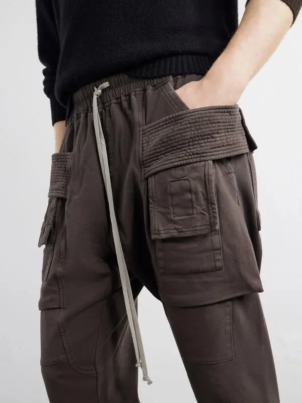 Rick Owens Creatch Tapered Cotton-jersey Sweatpants - Brown