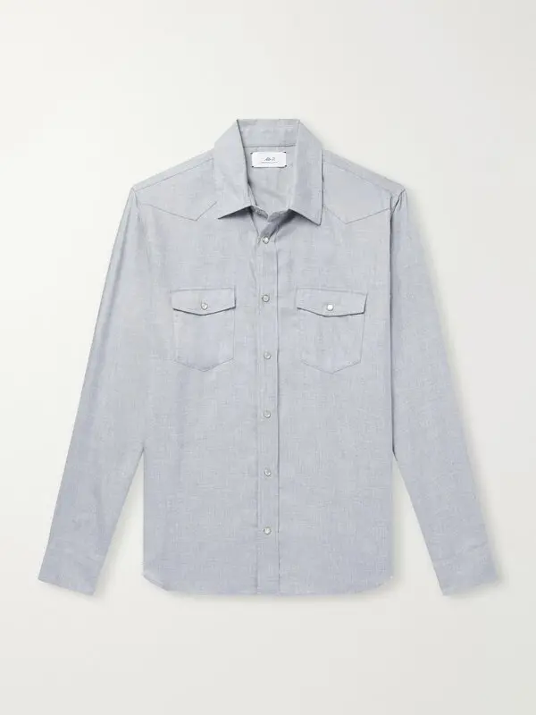 Mr P. Herringbone Cotton And Lyocell-blend Shirt