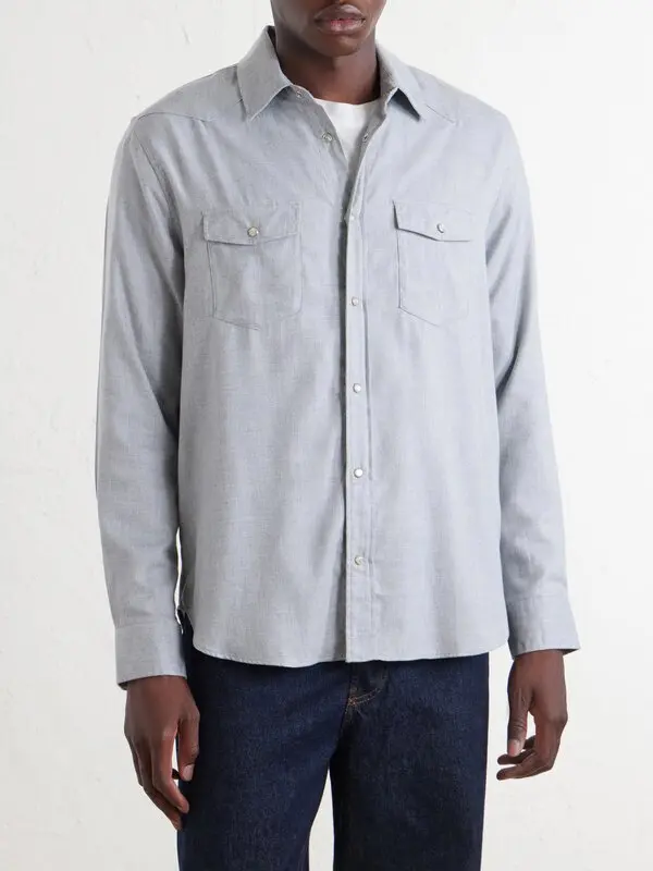 Mr P. Herringbone Cotton And Lyocell-blend Shirt