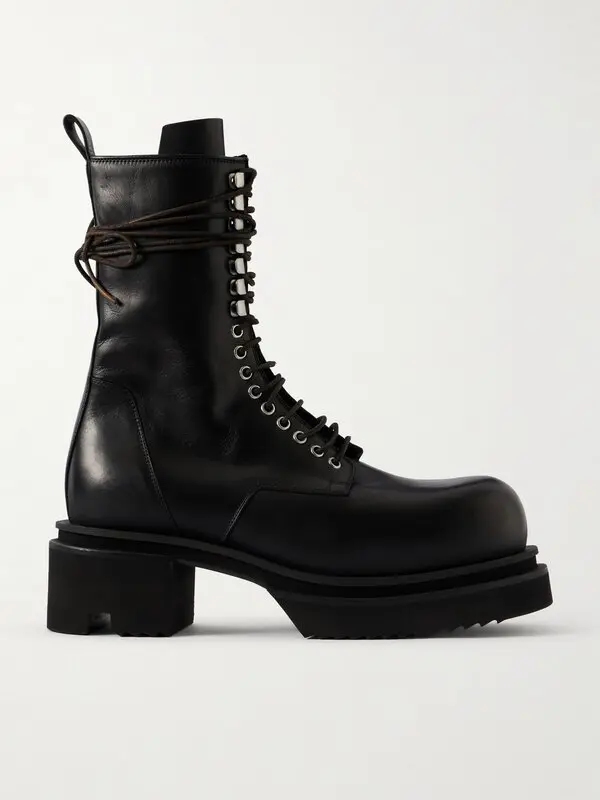 Rick Owens Bogun Leather Lace-up Boots - Black