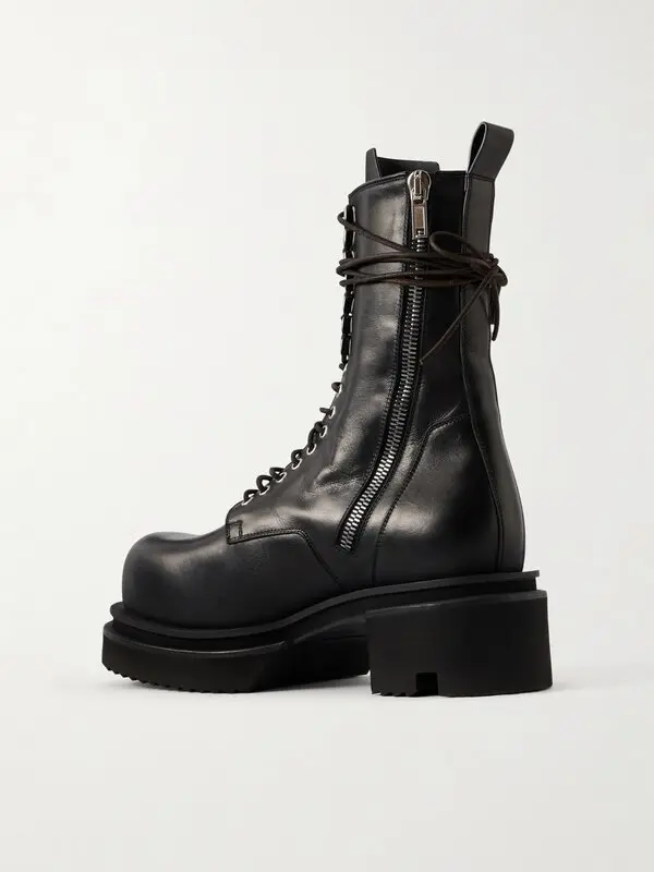 Rick Owens Bogun Leather Lace-up Boots