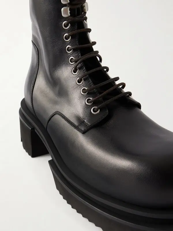 Rick Owens Bogun Leather Lace-up Boots