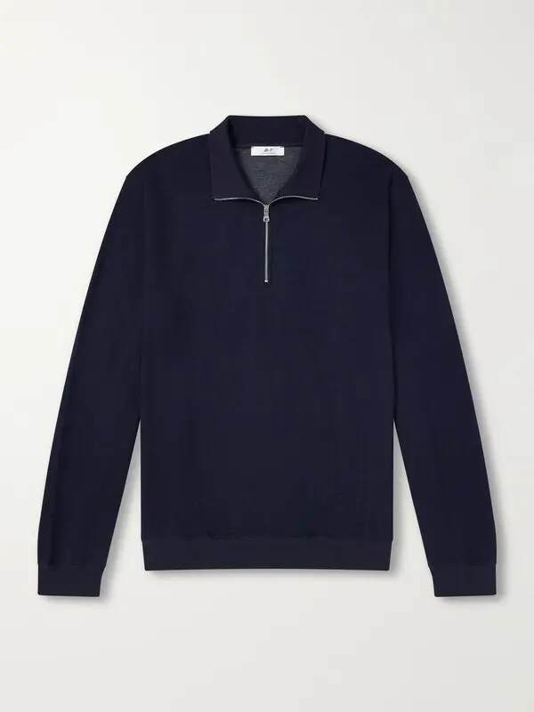 Mr P. Cotton-blend Double-faced Jersey Half-zip Sweatshirt