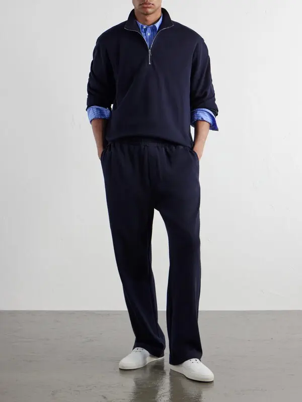 Mr P. Cotton-blend Double-faced Jersey Half-zip Sweatshirt