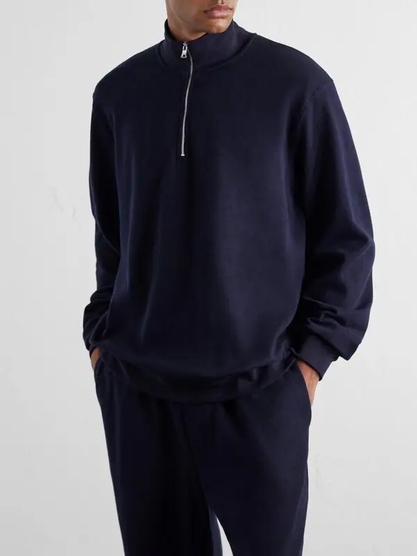 Mr P. Cotton-blend Double-faced Jersey Half-zip Sweatshirt