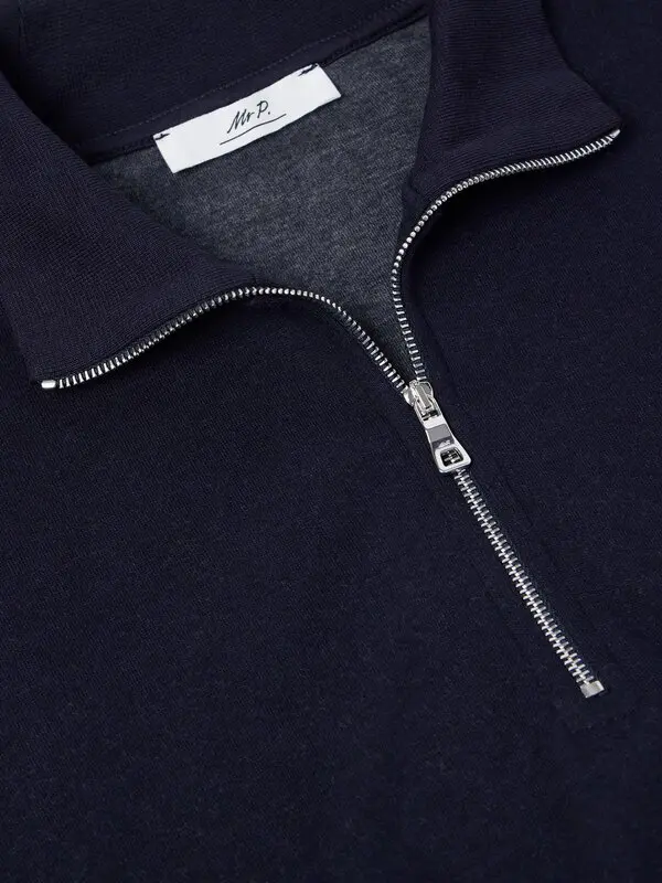 Mr P. Cotton-blend Double-faced Jersey Half-zip Sweatshirt