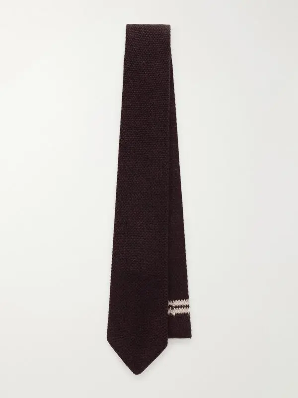 Zegna 6.5cm Knitted Cashmere Tie - Brown