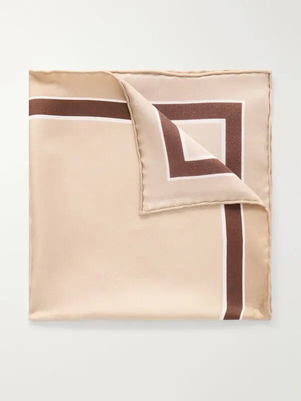 Zegna Printed Silk-twill Pocket Square - Neutrals