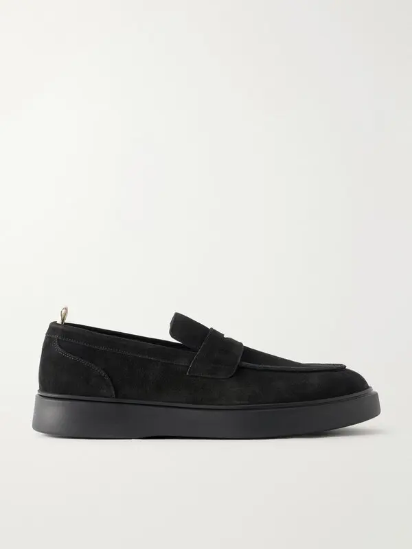 Officine Creative Frame 001 Suede Loafers - Black