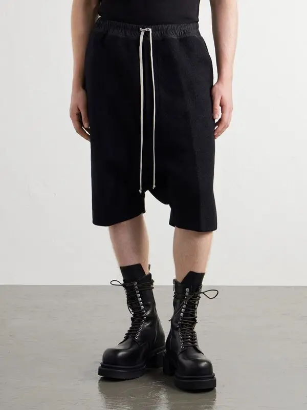 Rick Owens Rick's Pods Straight-leg Cashmere Drawstring Shorts