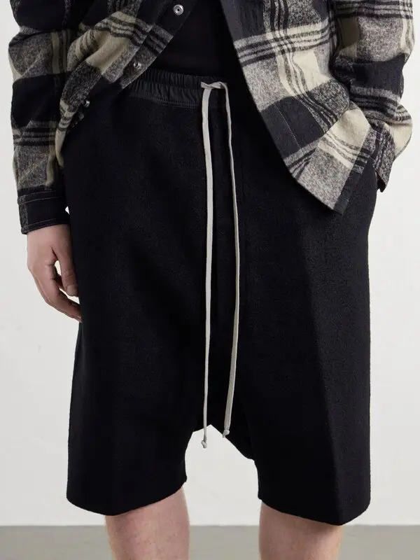 Rick Owens Rick's Pods Straight-leg Cashmere Drawstring Shorts