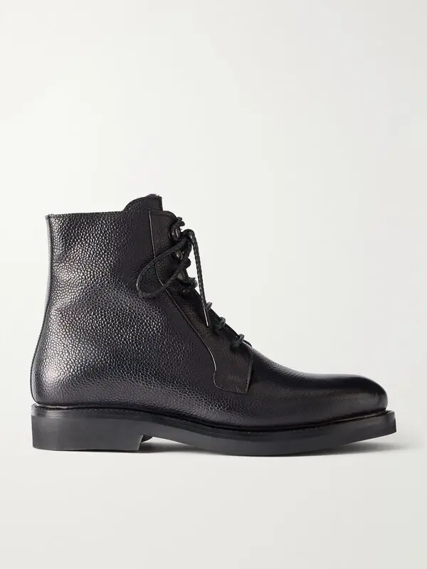 Mr P. Shearling-lined Full-grain Leather Lace-up Boots