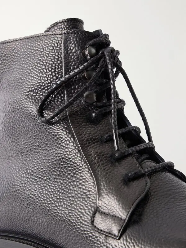 Mr P. Shearling-lined Full-grain Leather Lace-up Boots