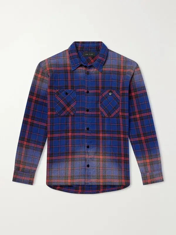 LES TIEN Checked Cotton-flannel Shirt