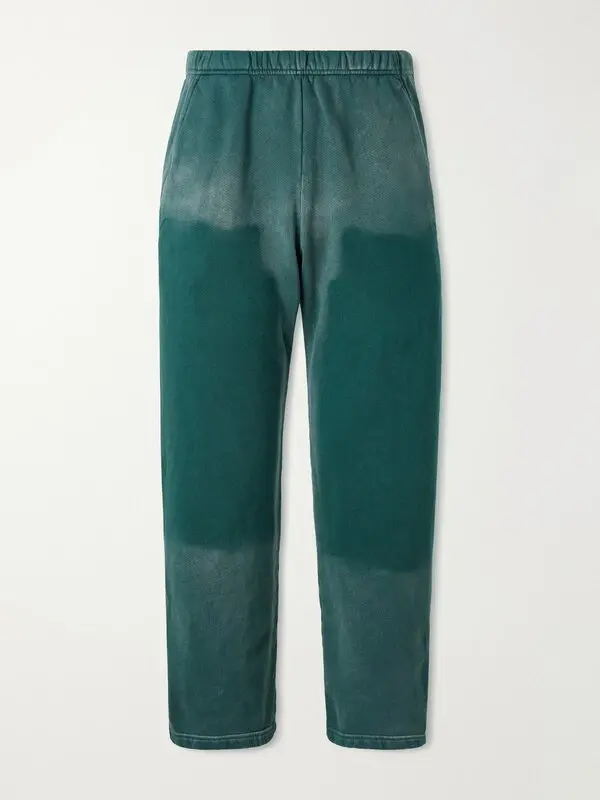 LES TIEN Straight-leg Cotton-jersey Sweatpants - Green