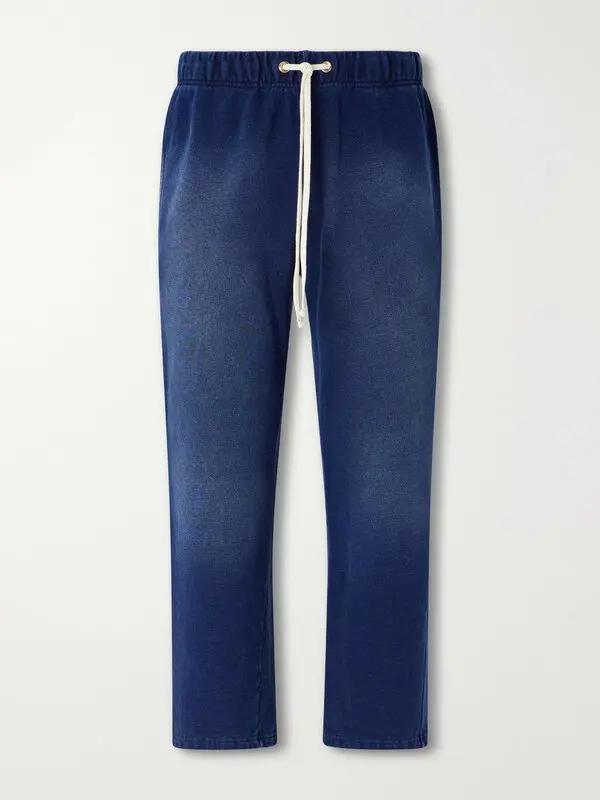 LES TIEN Straight-leg Cotton-fleece Sweatpants - Blue