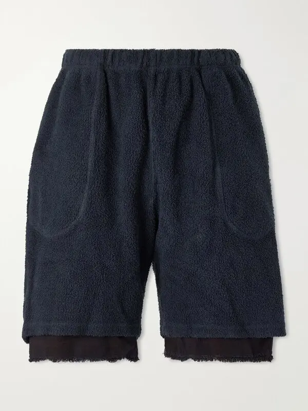 LES TIEN Straight-leg Cotton-fleece Drawstring Shorts