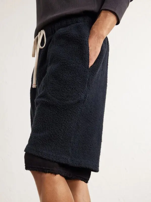 LES TIEN Straight-leg Cotton-fleece Drawstring Shorts