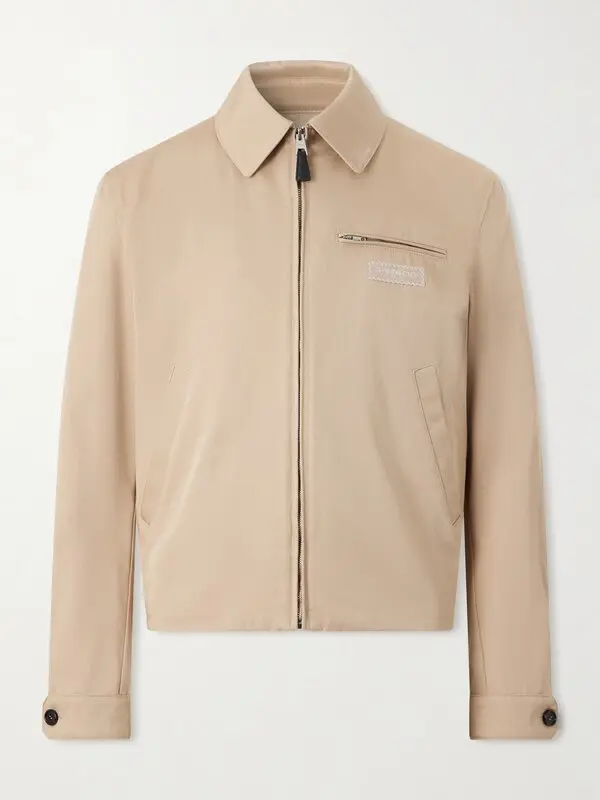 Givenchy Harrington Logo-appliquéd Cotton-twill Jacket - Neutrals