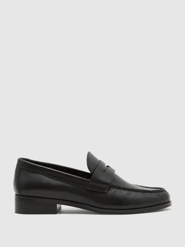REISS Kallie Leather Penny Loafers