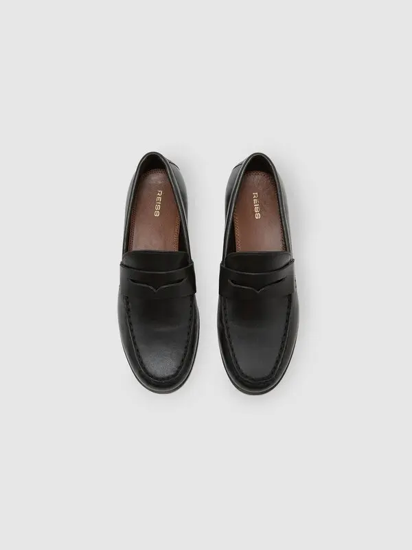 REISS Kallie Leather Penny Loafers