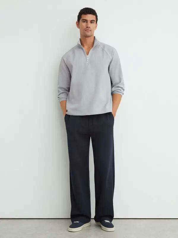 REISS Lennox Waffle Half-zip Funnel-neck Sweatshirt
