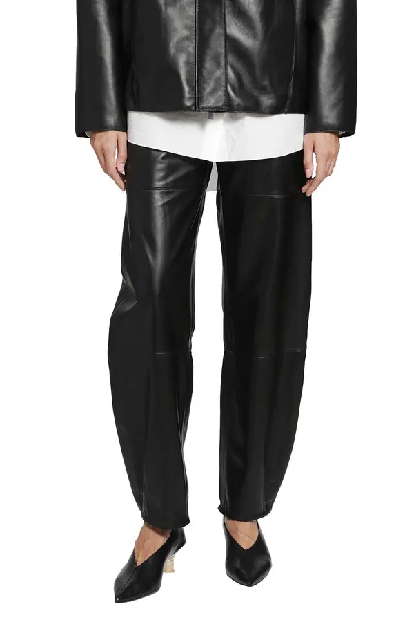 RETORI Leather Barrel Trousers