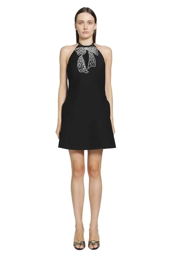 Valentino Garavani Embroidered Crepe Couture Mini Dress