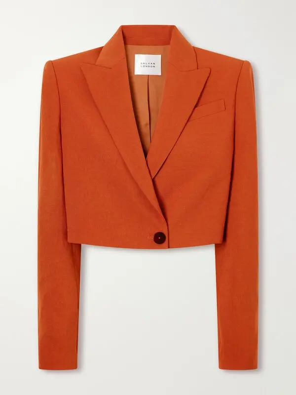 Galvan Cropped Crepe Blazer - Red