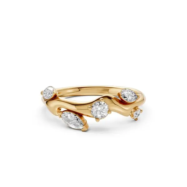 AYA FINE JEWELRY Juniper Marquise & Round Cut Lab Grown Diamond Scatter Ring In Gold - Yellow