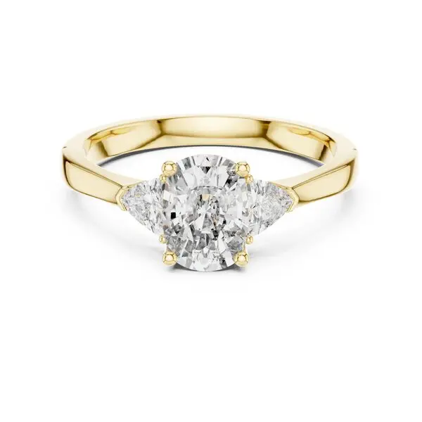 AYA FINE JEWELRY 2 Carat Wilhelmina Oval Cut Igi Certified Lab Grown Diamond Three Stone Ring In Gold - Yellow