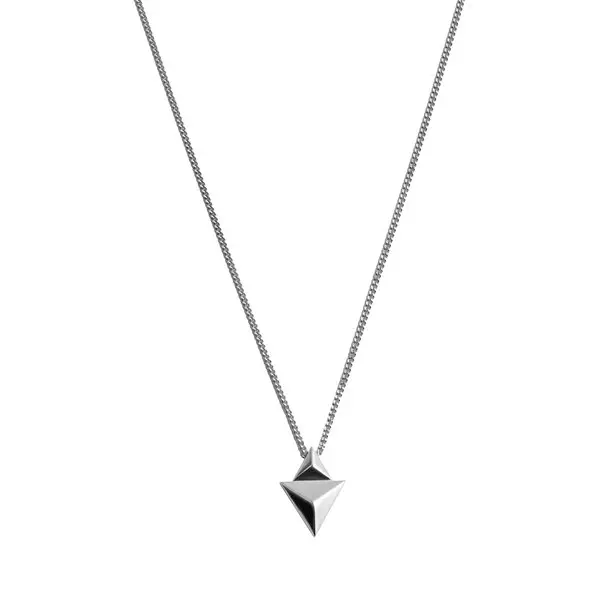 BOLD MANIFEST DESIGNS Upside Down Geometric Pendant Necklace Rhodium Plated