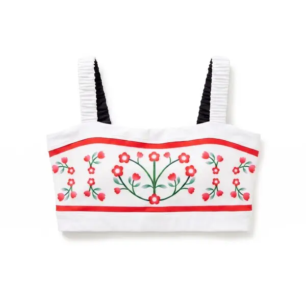 JESSIE ZHAO NEW YORK Ruched Sports Crop - Black/white