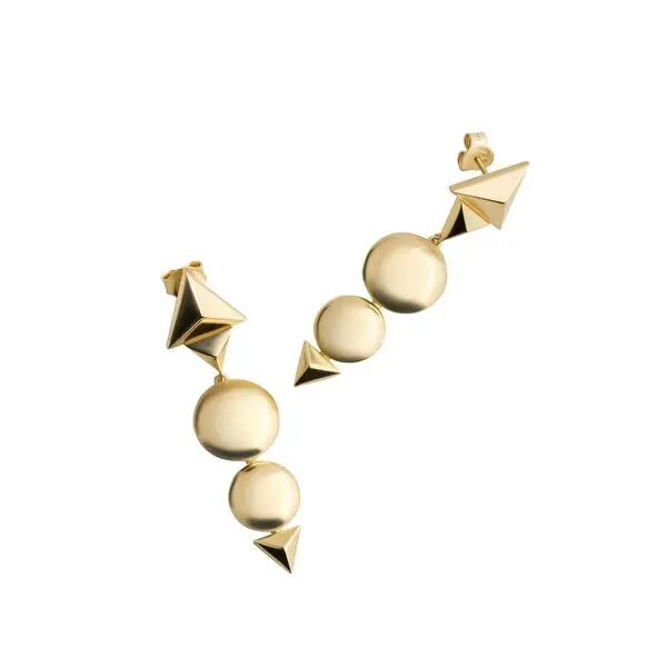 BOLD MANIFEST DESIGNS Fusion Sculptural Geometric Statement Earrings Plated Silver