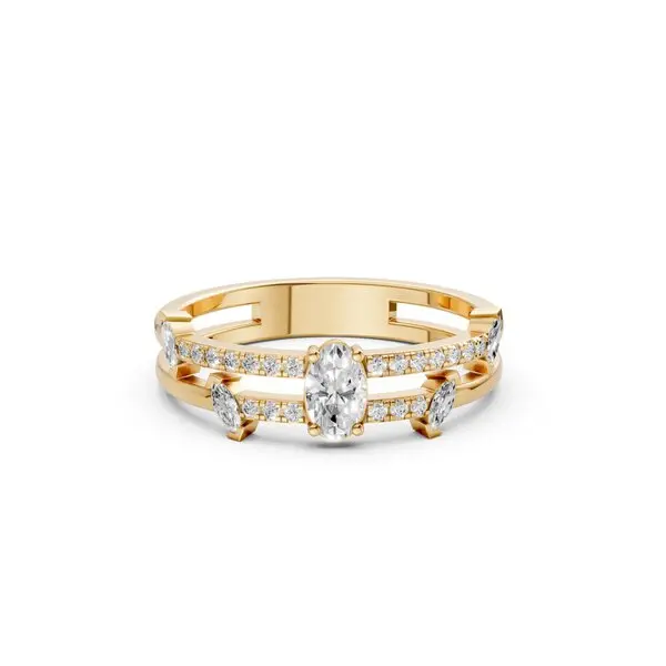 AYA FINE JEWELRY Reeve Oval & Marquise Cut Lab Grown Diamond Layered Ring In Gold - Yellow