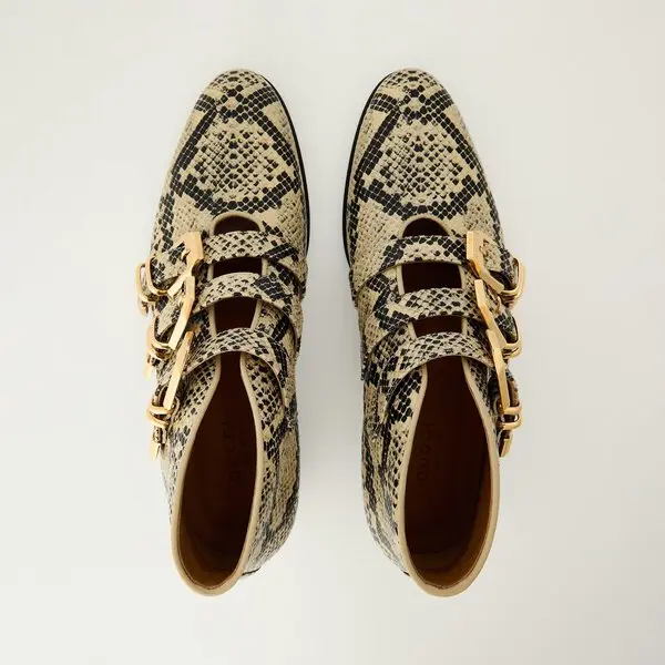 Gucci Snakeskin Buckled Ankle Boots