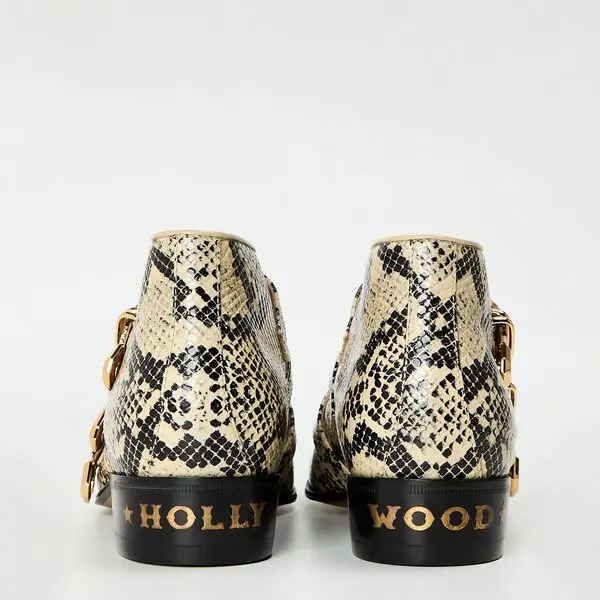 Gucci Snakeskin Buckled Ankle Boots